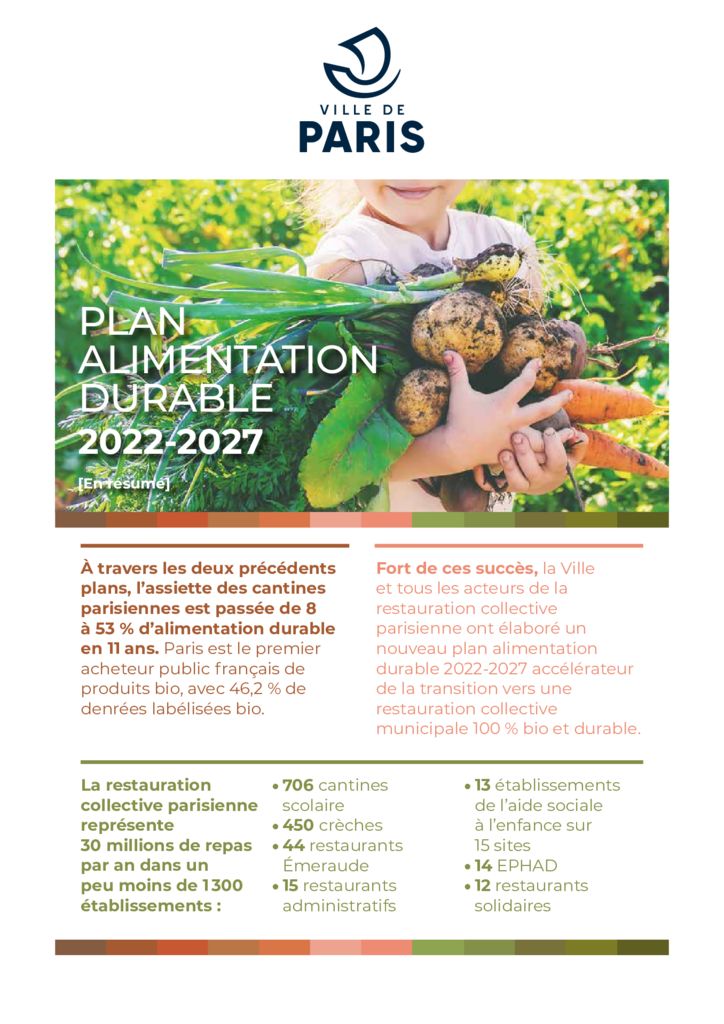 Plan Alimentation Durable 2022-2027 - Caisse des écoles Paris 13ème