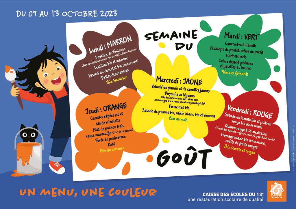 Semaine du goût du 9 au 13 Octobre 2023 - Caisse des écoles Paris 13ème